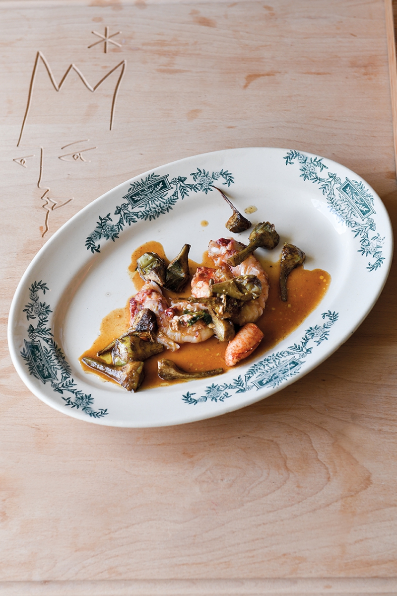 Homard bleu de Bretagne, artichaut poivrade et véritable jus de tête ...